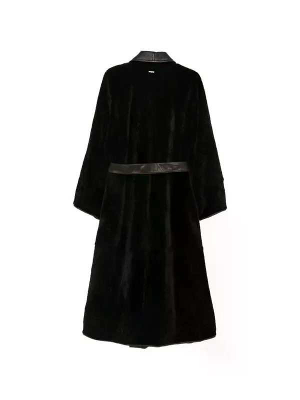 PETAR PETROV Belted Lambskin Coat - Black