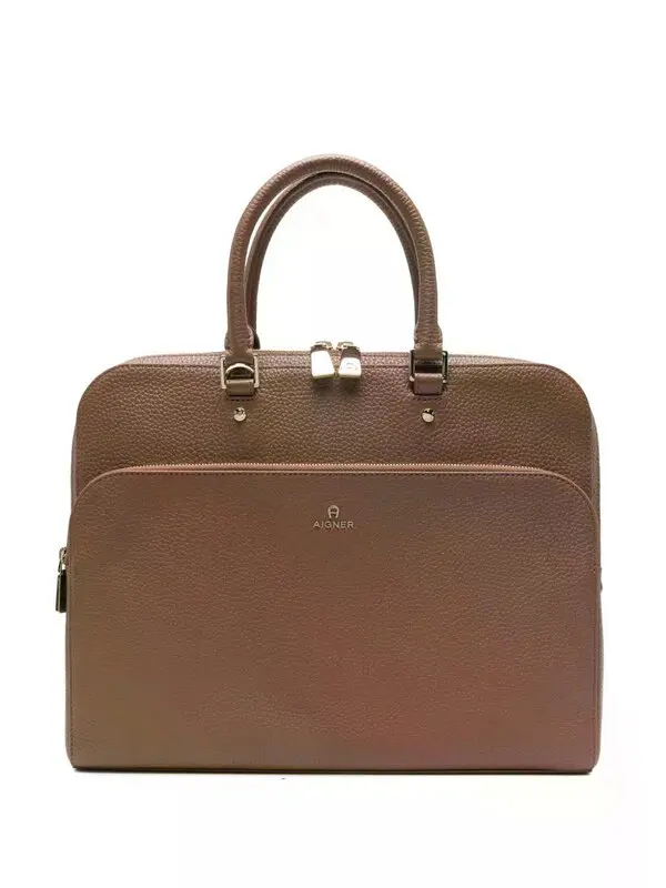 AIGNER Ivy Grained-leather Laptop Bag - Brown