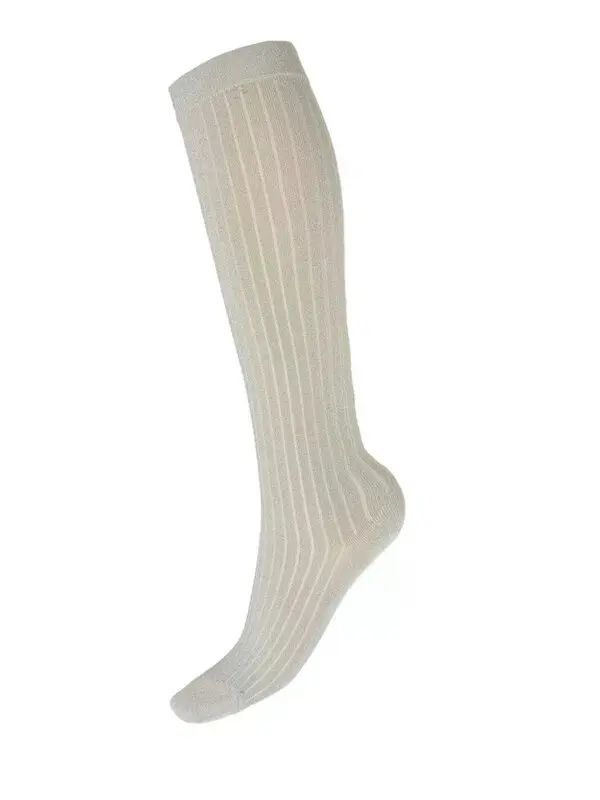 Wolford Ribbed Metallic-yarn Socks - Silver