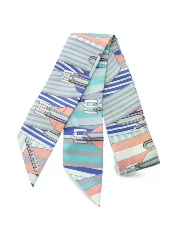Hermès 2000s Les Sangles Twilly Scarf - Blue
