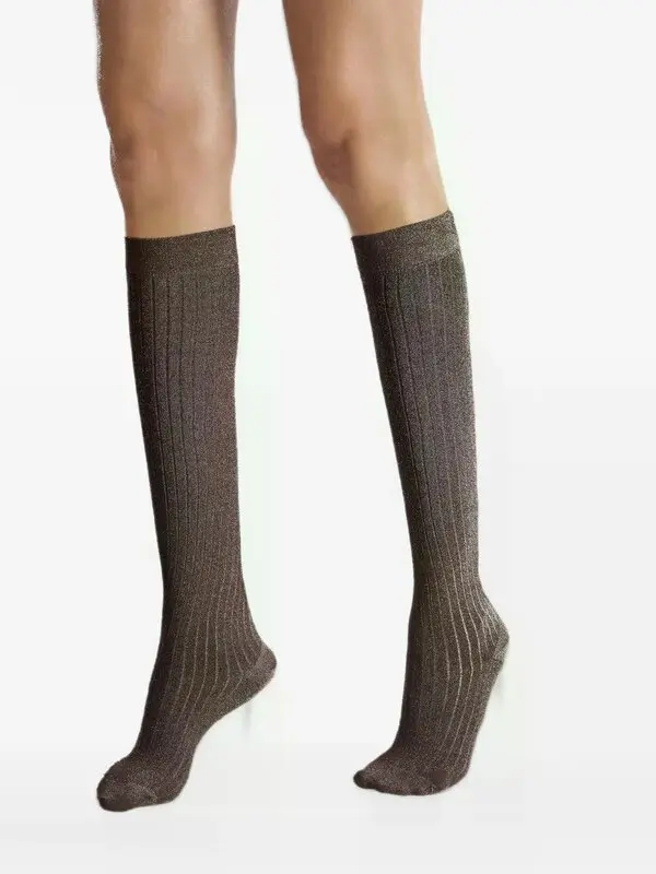 Wolford Shimmer Ribbed Knee-high Socks