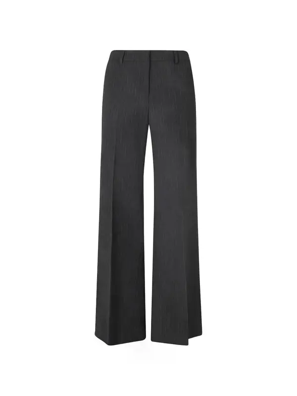 Seventy Pinstripe Wide-leg Trousers - Grey
