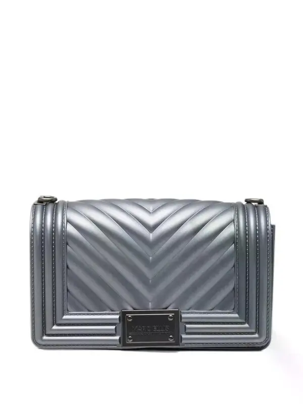 MARC ELLIS Small Flat 27 Chevron-quilted Logo-plaque Shoulder Bag