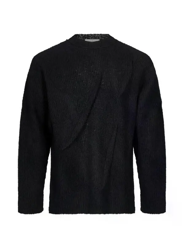 Yohji Yamamoto Ribbed-knit Draped Sweater - Black