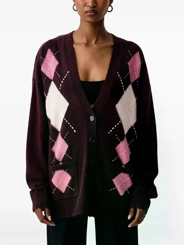 Pinko Wool And Cashmere Cardigan With Diamond Motif