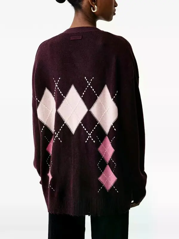 Pinko Wool And Cashmere Cardigan With Diamond Motif