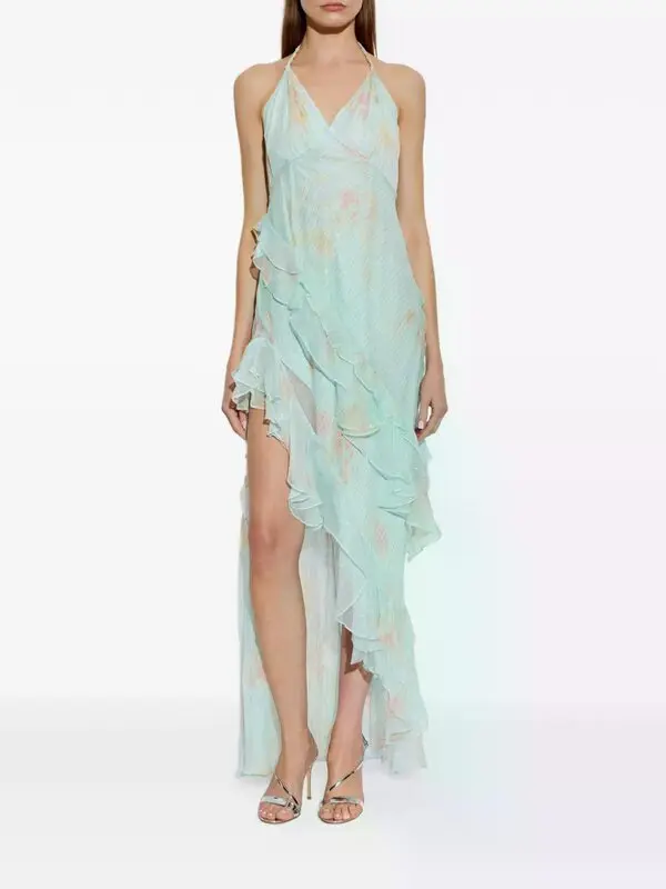 LoveShackFancy Vailo Ruffled Asymmetric Dress - Blue