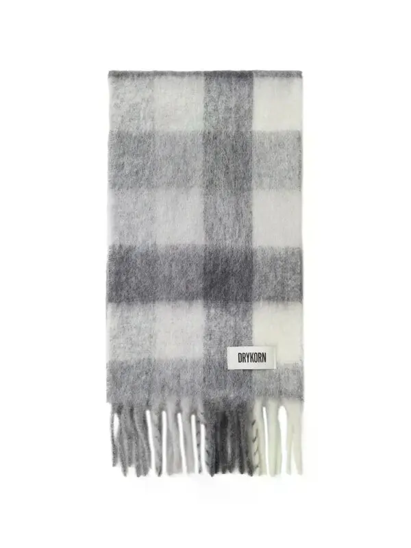 DRYKORN Hollin Check Fringed Scarf - Grey