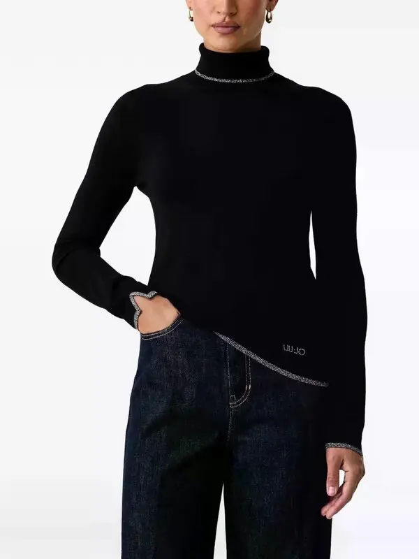 Liu Jo Turtleneck Sweater With Profili Lurex - Black