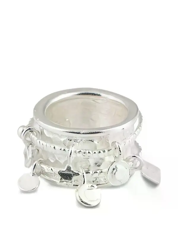 POISONED HEARTS Hammered-effect Charm Ring