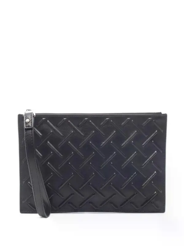 Bottega Veneta 2010s Graphic Intrecciato Clutch Bag - Black