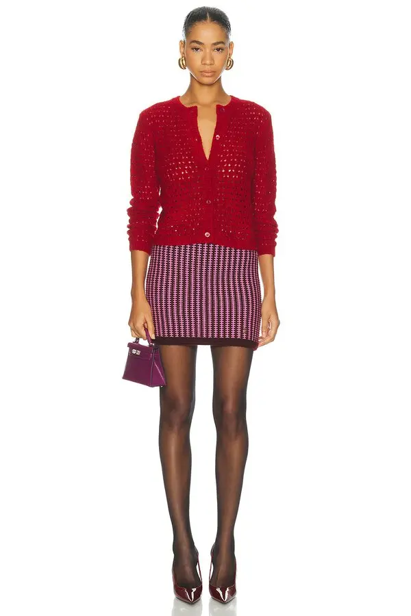 FRAME The Chenille Cardigen - Lipstick