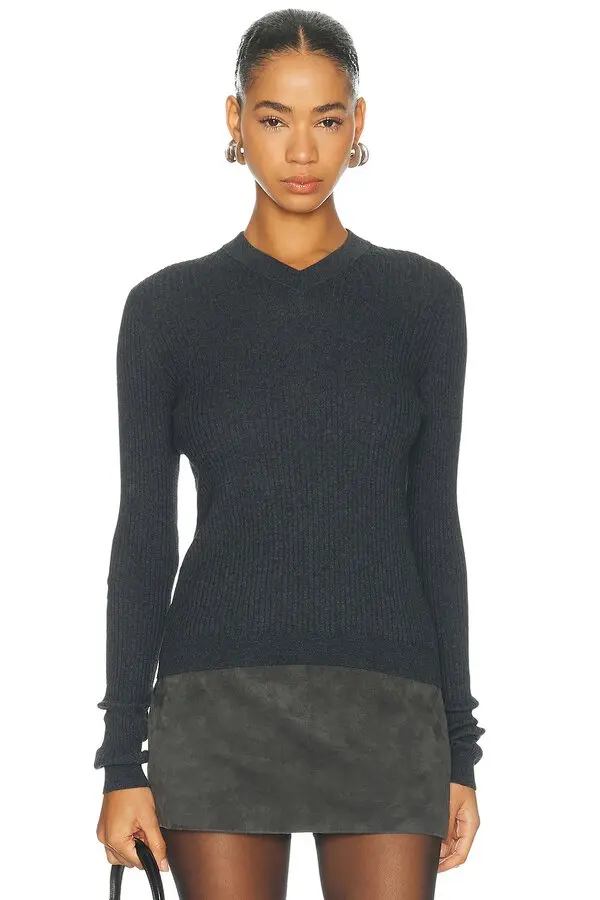 LISA YANG Marguerite Sweater In Charcoal - Eclipse