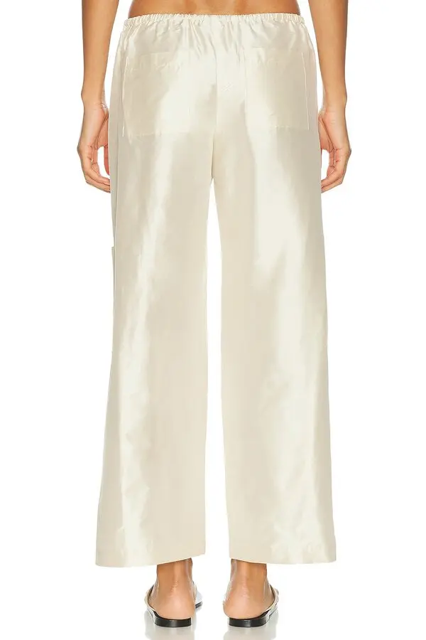 Donni. The Taffeta Drawstring Cargo Pant In Cream - Creme