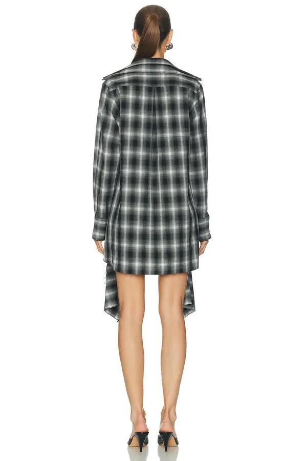 Monse Cascade Front Lace Hem Shirt Dress In Black