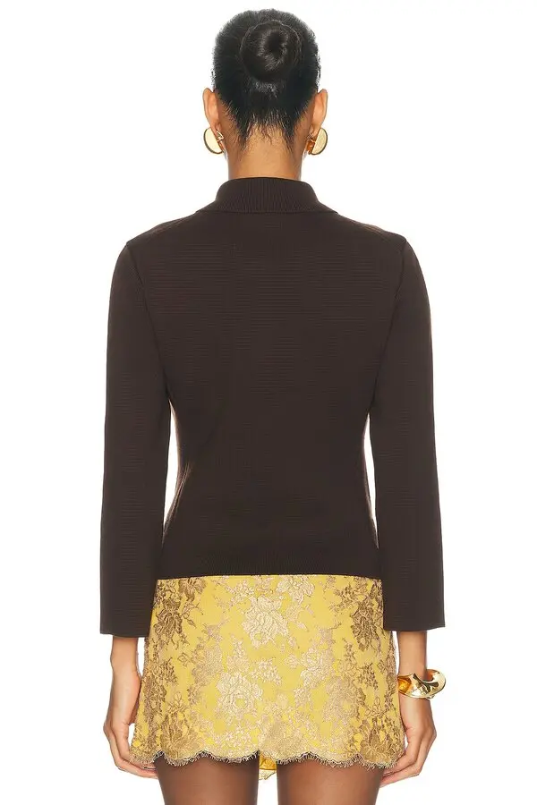 Saint Laurent Heavy Cardigan In Chocolate - Ebene