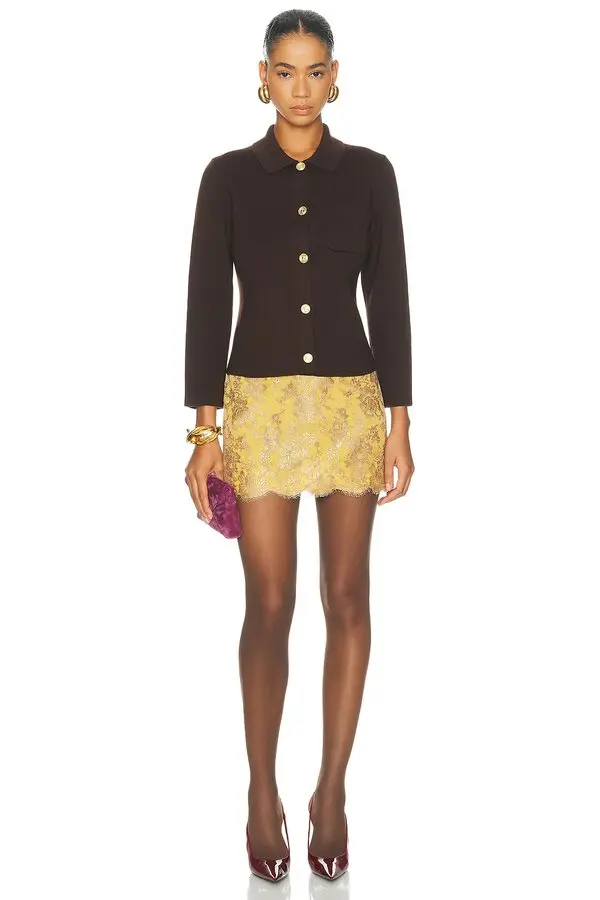 Saint Laurent Heavy Cardigan In Chocolate - Ebene