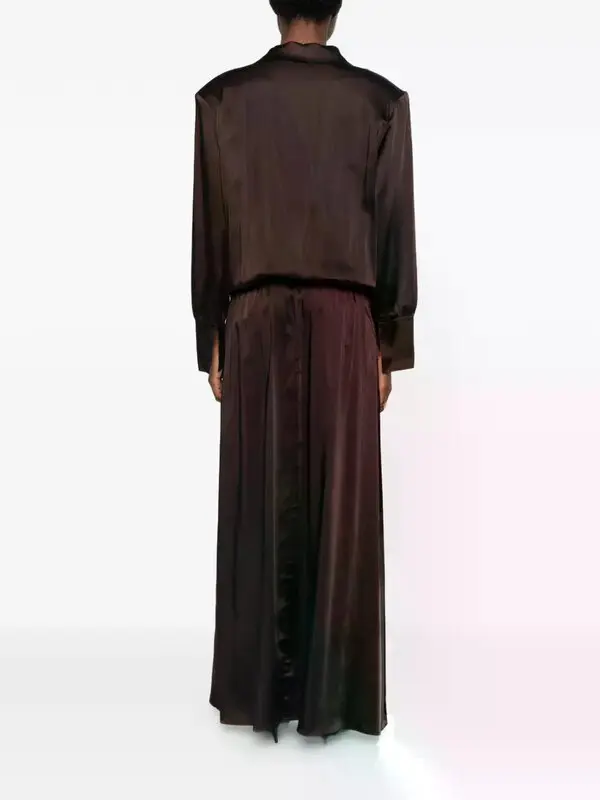 CARLA G. Satin-finish Side-slit Maxi Dress