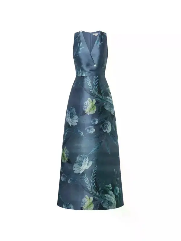 KAY UNGER Rosalind Floral-print Gown - Blue