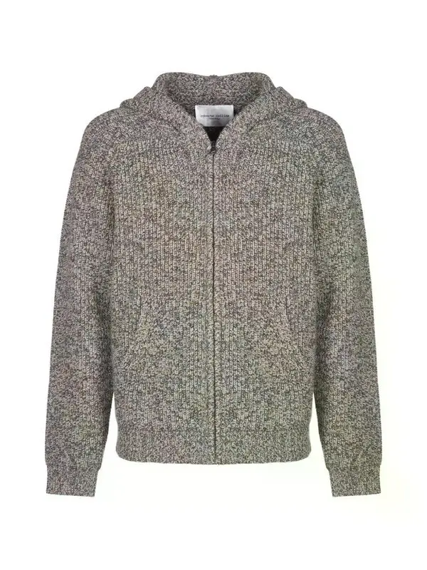 ROBERTO COLLINA Chunky-knit Zip-up Hoodie - Grey