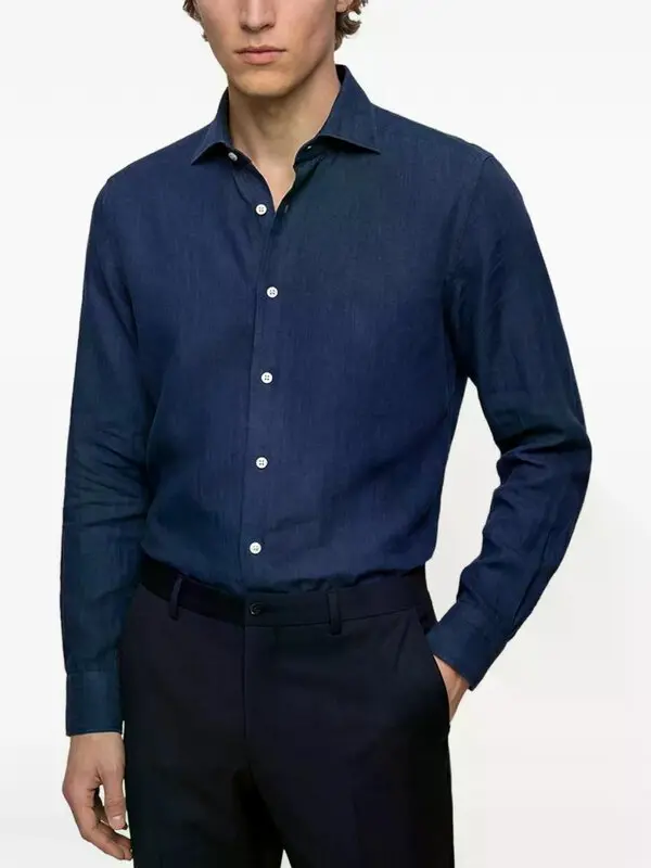 Kiton Denim-effect Cotton Shirt