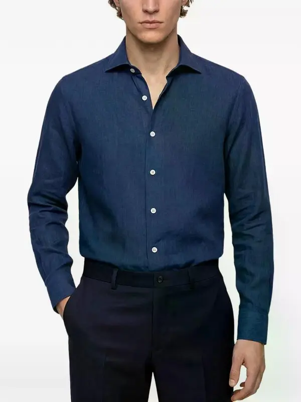 Kiton Denim-effect Cotton Shirt