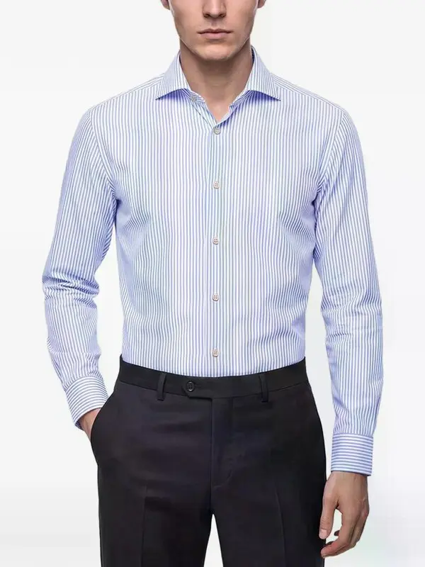 Kiton Stripe-pattern Cotton Shirt