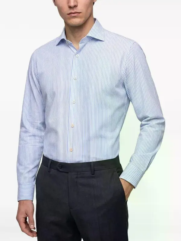 Kiton Stripe-pattern Cotton Shirt