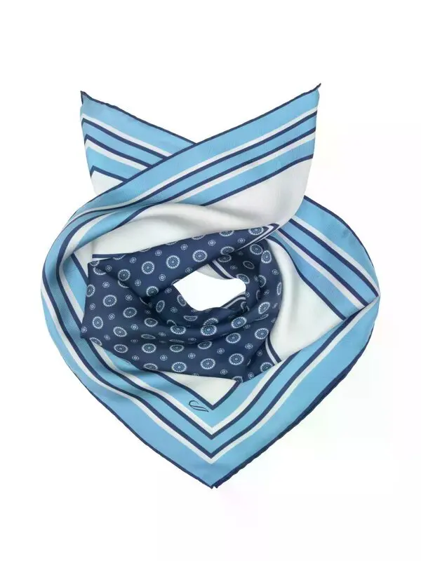 ELIZABETTA Aldo Medallion-print Striped-border Neckerchief