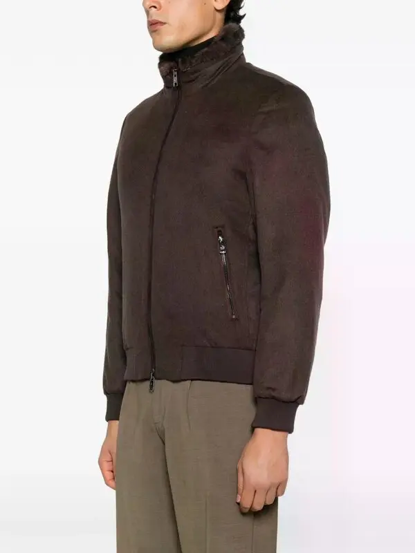 ON THE BUND Faux-fur Collar Bomber Jacket