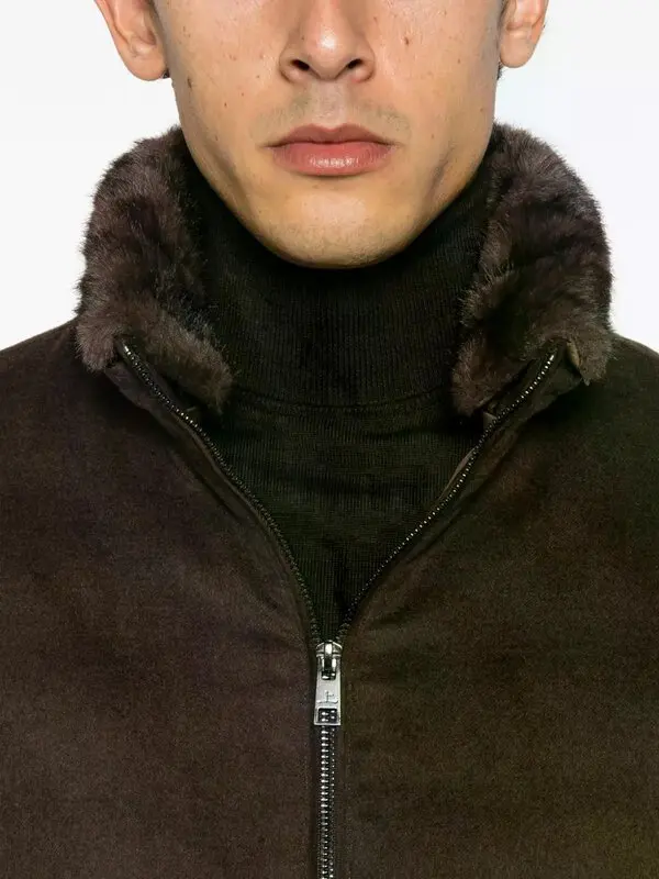 ON THE BUND Faux-fur Collar Bomber Jacket