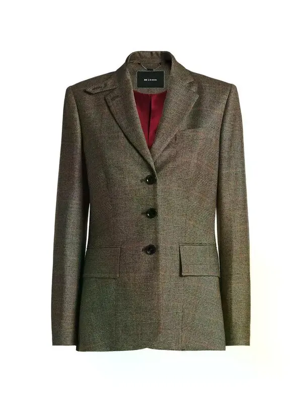 Kiton Prince Of Wales Check Single-breasted Blazer