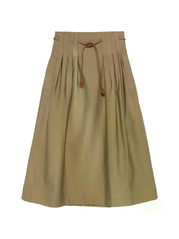 Max Mara Pleated Cotton Ottoman Skirt Kaki - Green
