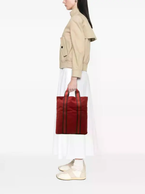 Hermès 1990-2010 Canvas Fourre Tout Cabas Tote Bag - Red
