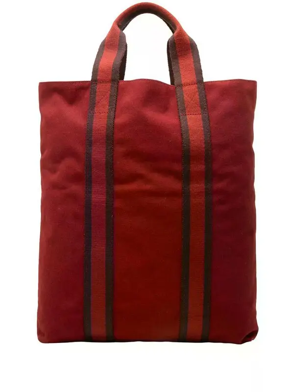 Hermès 1990-2010 Canvas Fourre Tout Cabas Tote Bag - Red