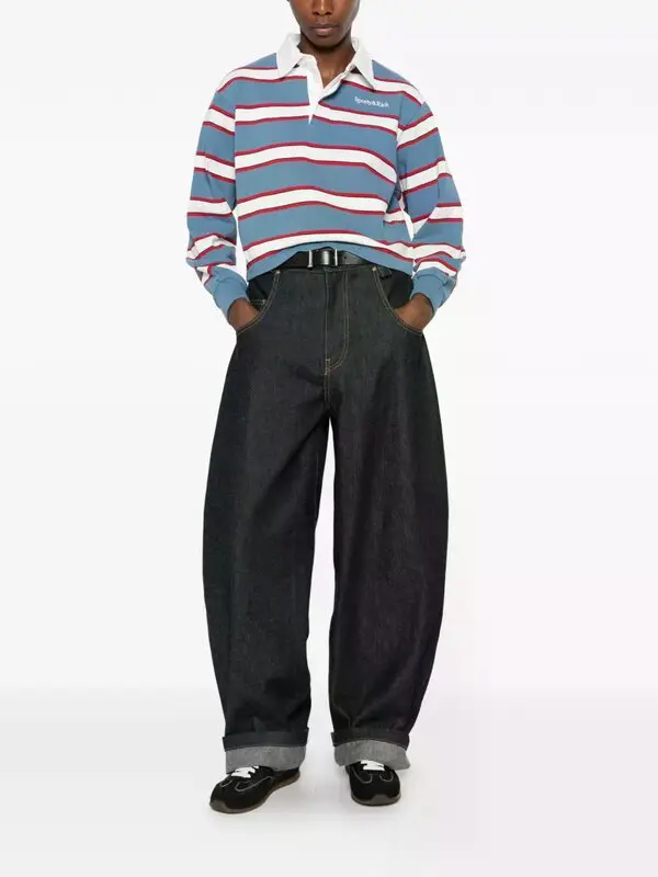 Sporty & Rich Blondie Striped Long-sleeve Polo Shirt - Blue