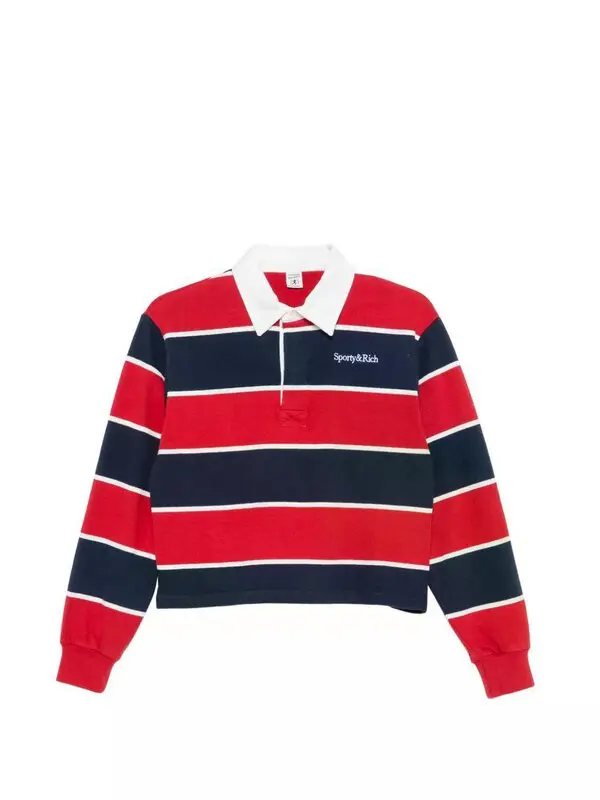 Sporty & Rich Striped-pattern Polo Top - Red