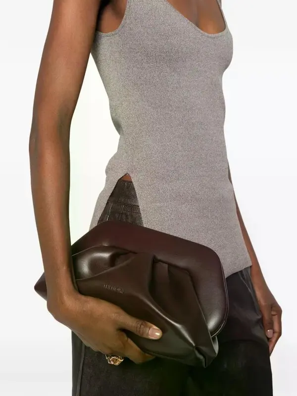 THEMOIRE Bios Ruched Clutch Bag - Brown