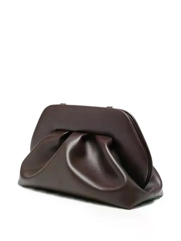 THEMOIRE Bios Ruched Clutch Bag - Brown