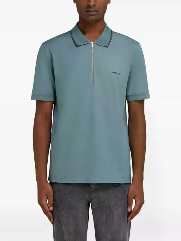FERRAGAMO Cotton Polo Shirt With Zip Detail