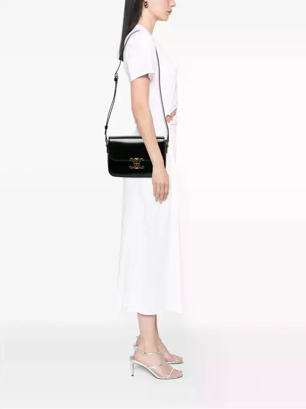 Celine 2025 Classique Shiny Calfskin Triomphe Crossbody Bag