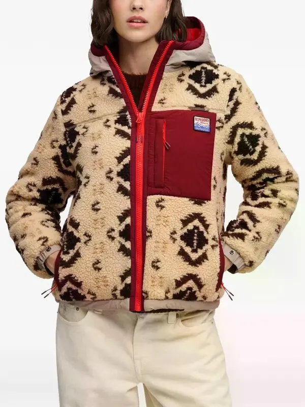 Superdry Sherpa Jacquard Fleece Jacket - Neutrals