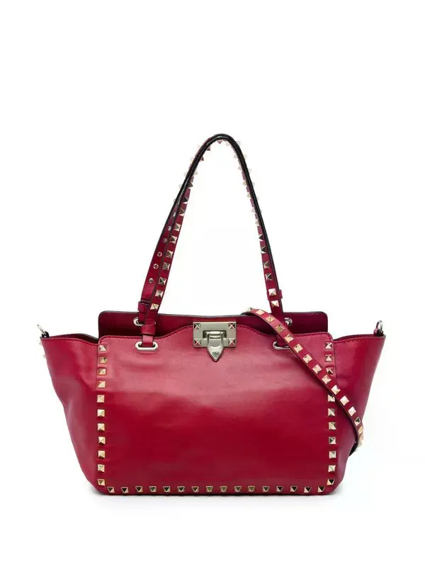 Valentino Garavani 2000-2017 Small Leather Rockstud Trapeze Satchel - Red