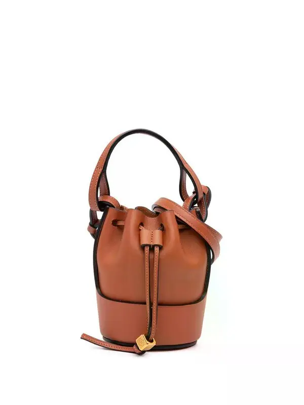 Loewe 2021 Nano Leather Balloon Bucket Bag Satchel - Brown