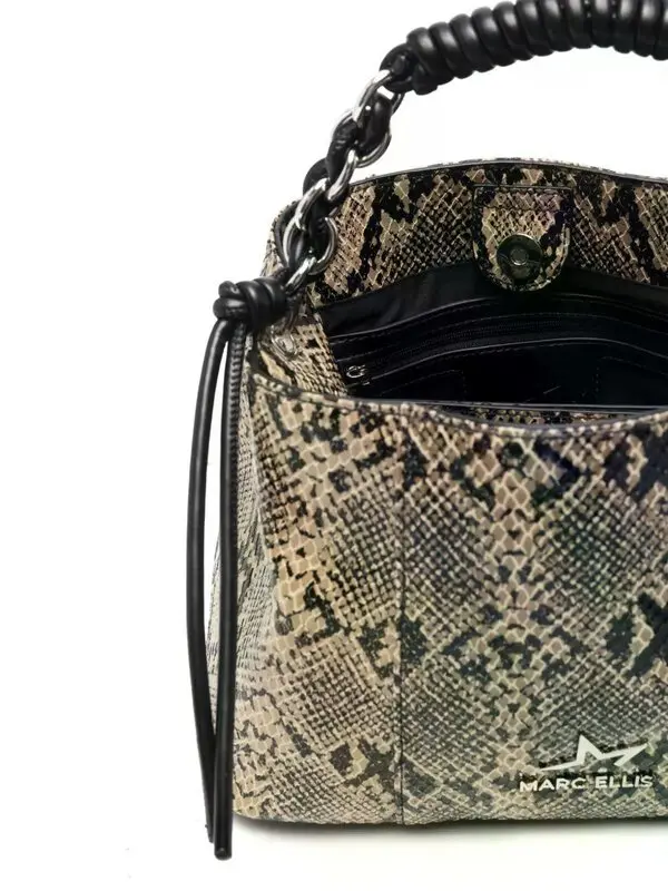 MARC ELLIS Myranda Snake-effect Braided-handle Tote Bag - Neutrals