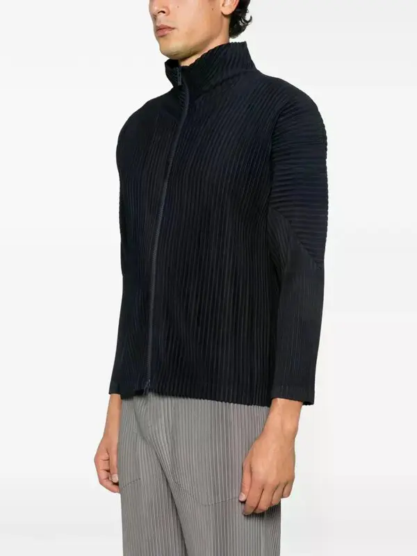 Issey Miyake Pleated Zip-up Cardigan
