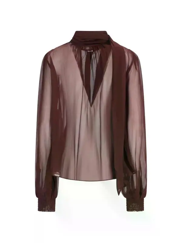 Retrofete Sheer Neck-tie Blouse