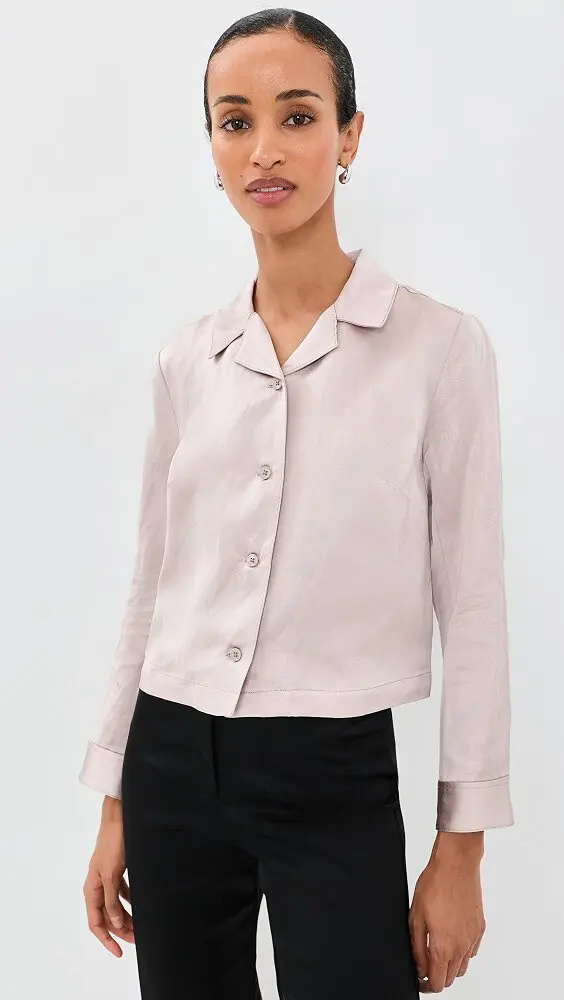 REFORMATION Lacie Cropped Shirt - Light Grey