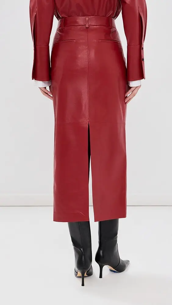 Co Double Slit Leather Pencil Skirt