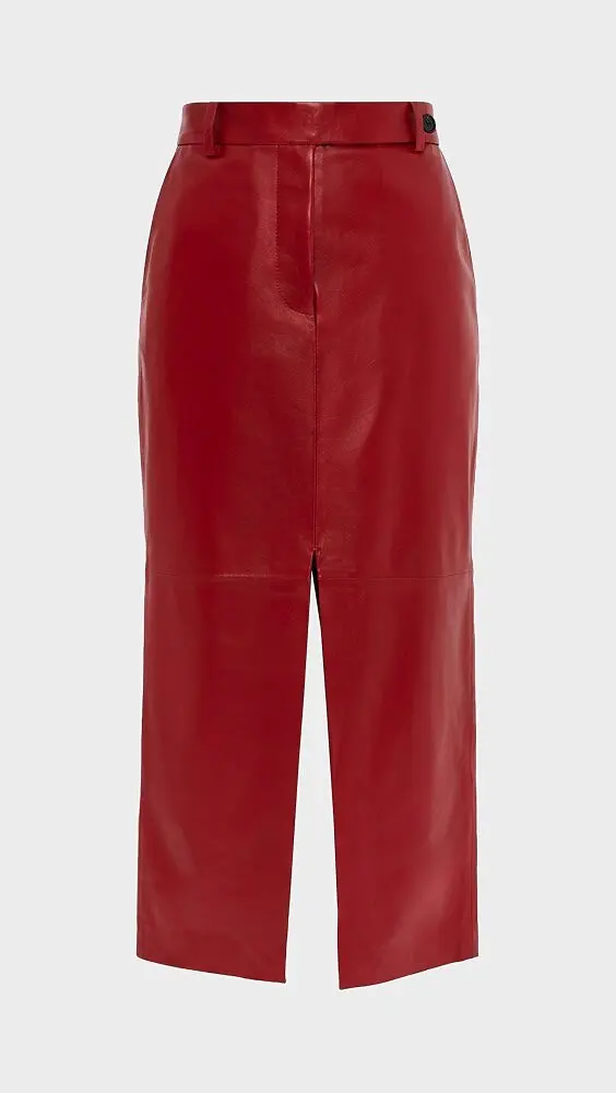 Co Double Slit Leather Pencil Skirt